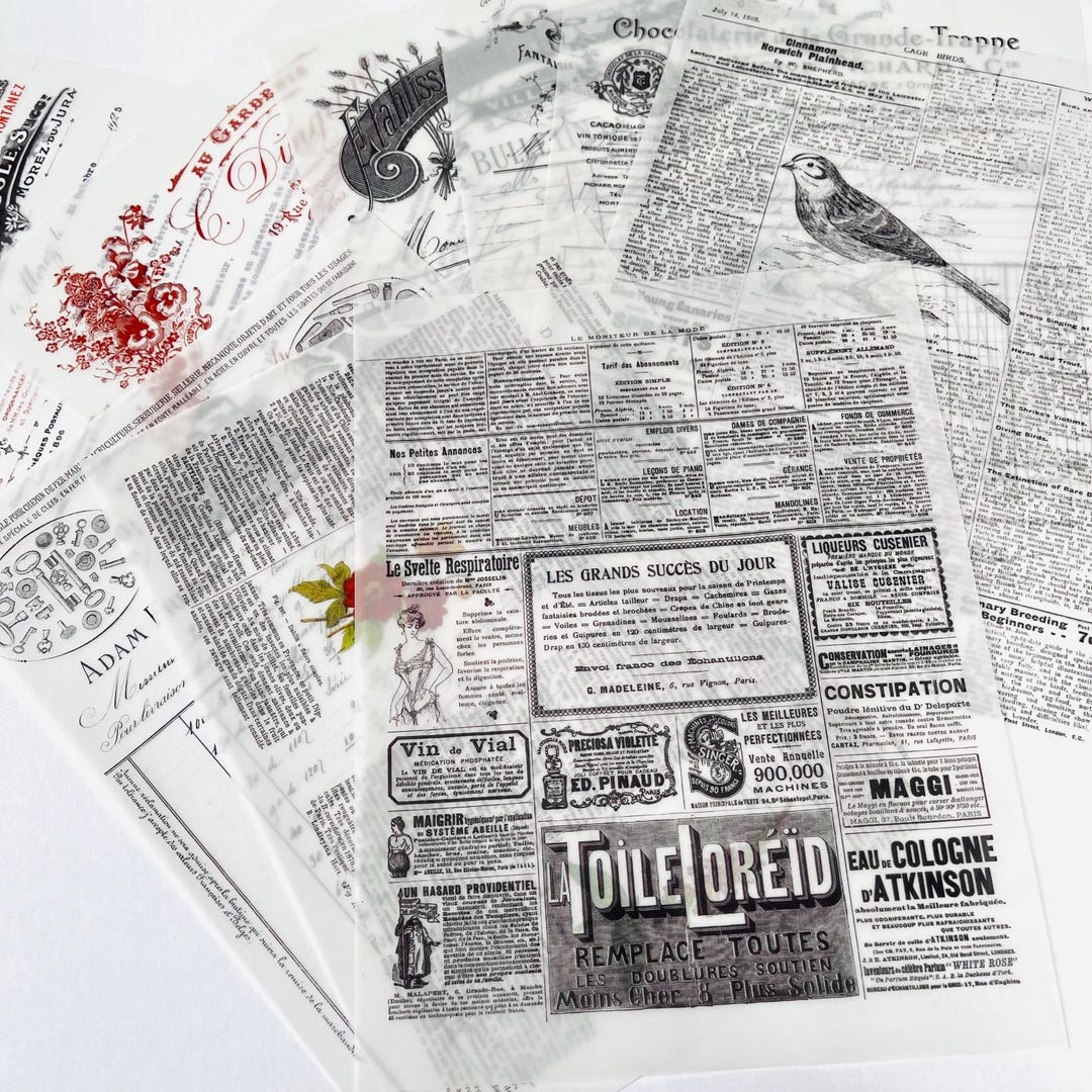 Printed Vellum Ephemera: Antique Book Pages & Receipts - Set of 9 - Etsy