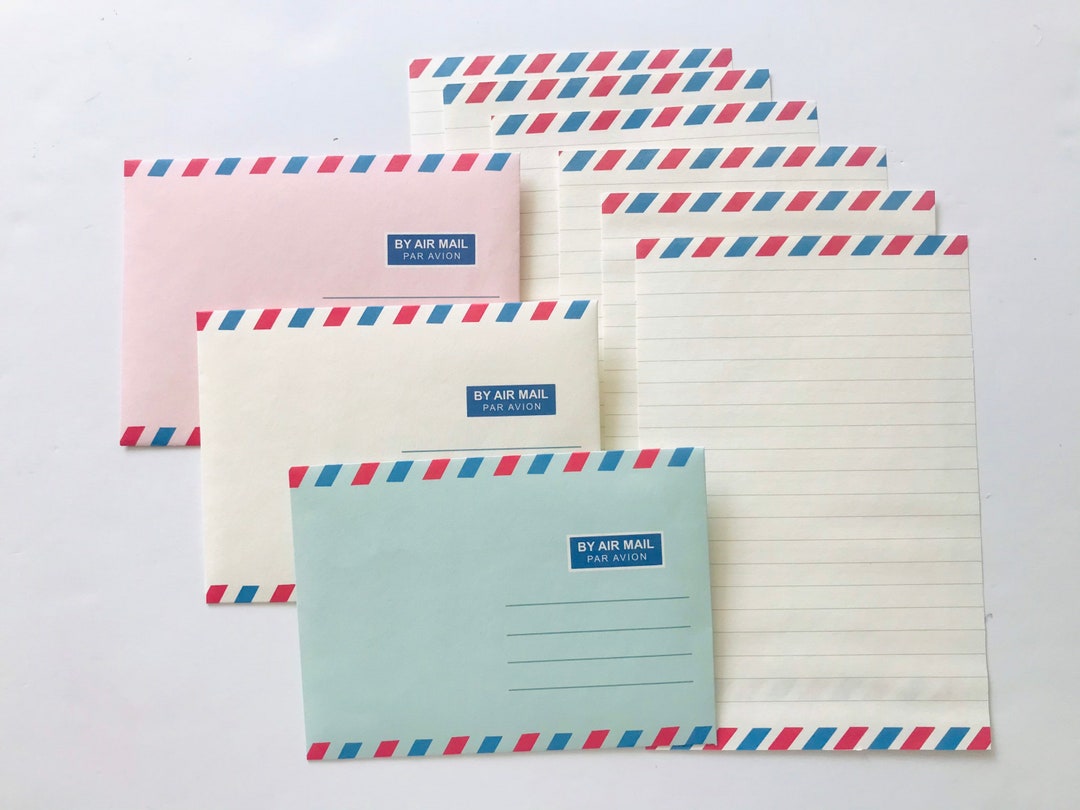 Airmail Letter Writing Set, Handmade Stationery Airmail Theme Envelopes ...