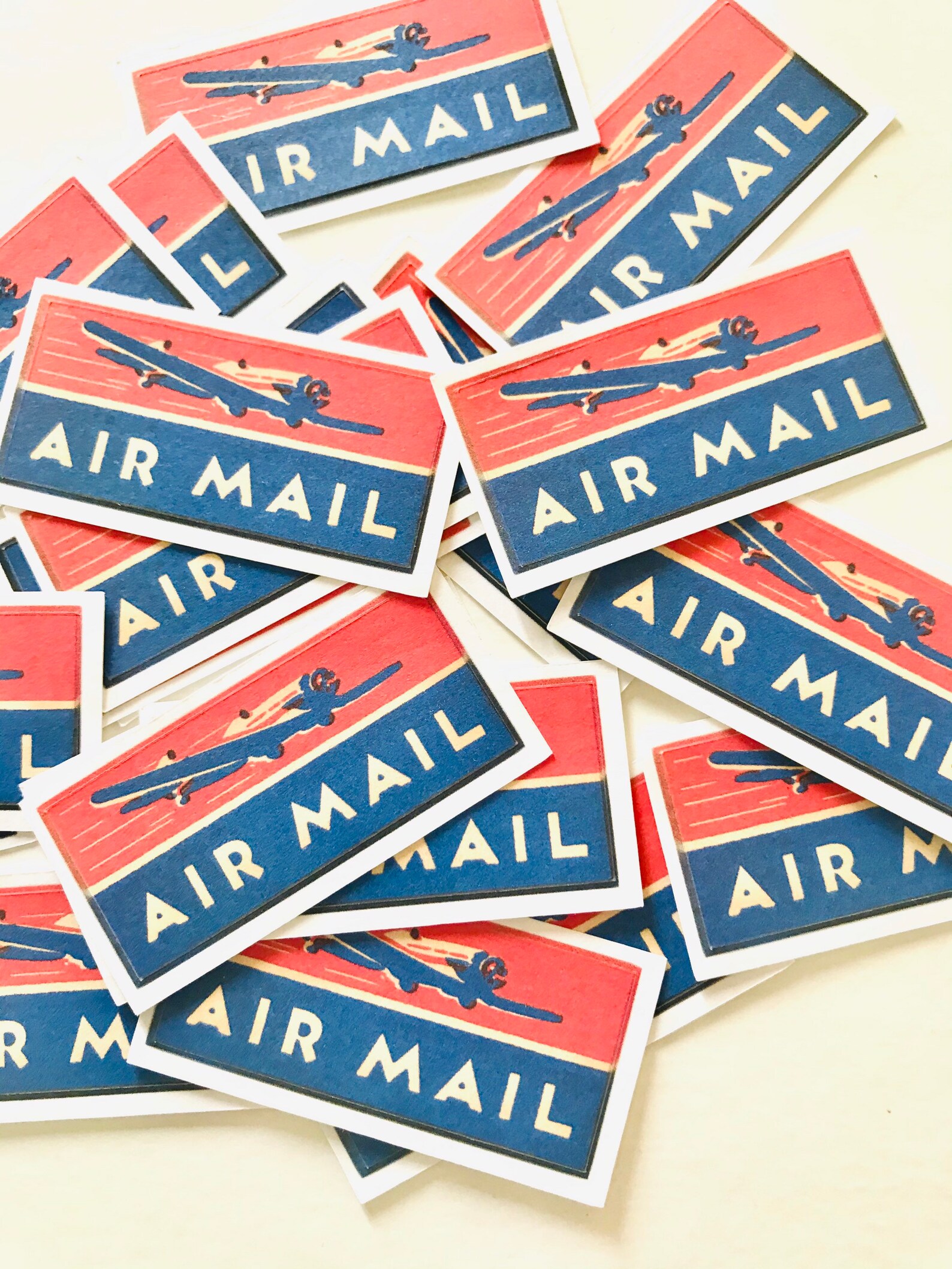 Vintage airmail label inspired stickers for journals | Etsy