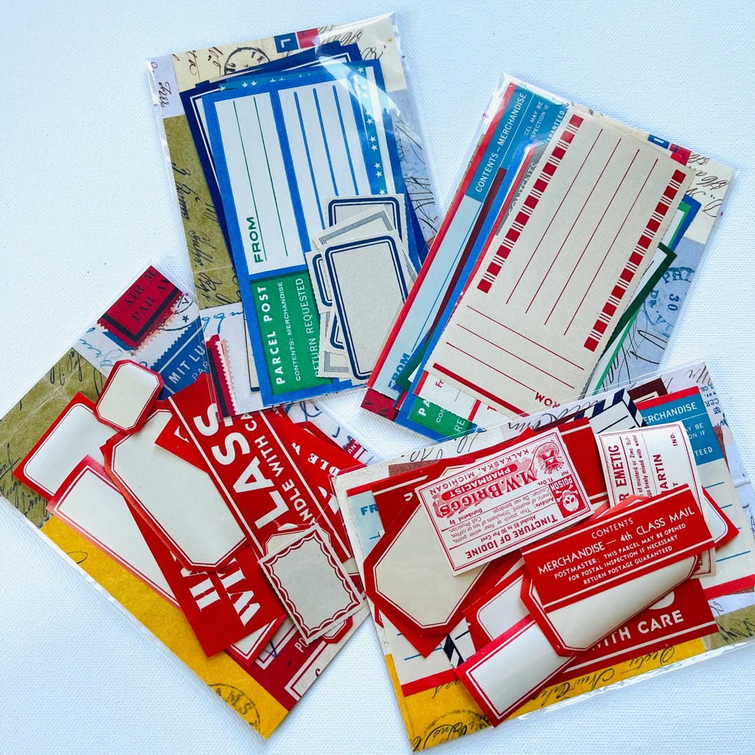 Vintage Gummed Labels Assorted, Red Blue Green Labels - Etsy