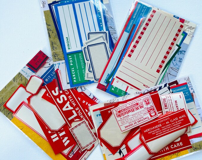 Vintage Gummed Labels Assorted, Red Blue Green Labels - Etsy