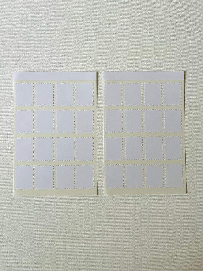 Blank Postage Stamp Stickers, Faux Stamp Template Sheets, Stamp Die Cut ...