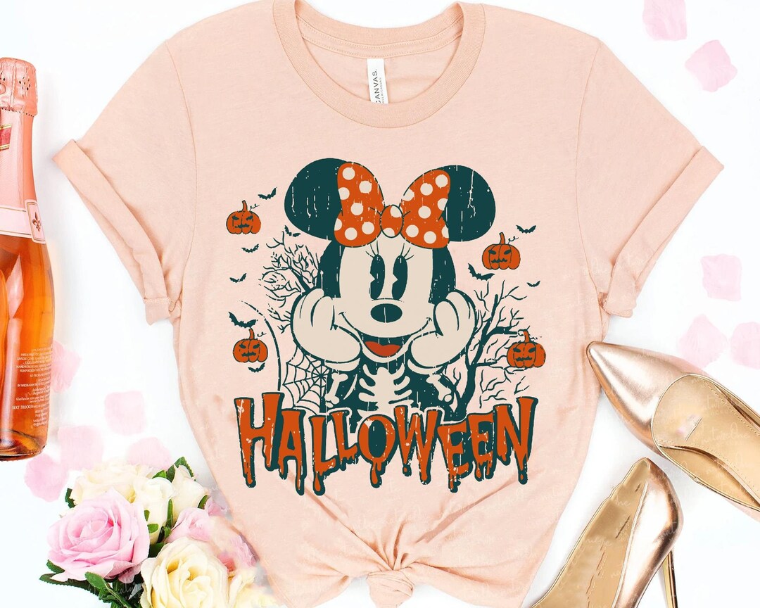 Minnie Mouse Skeleton Disney Halloween T-shirt / Halfway to - Etsy