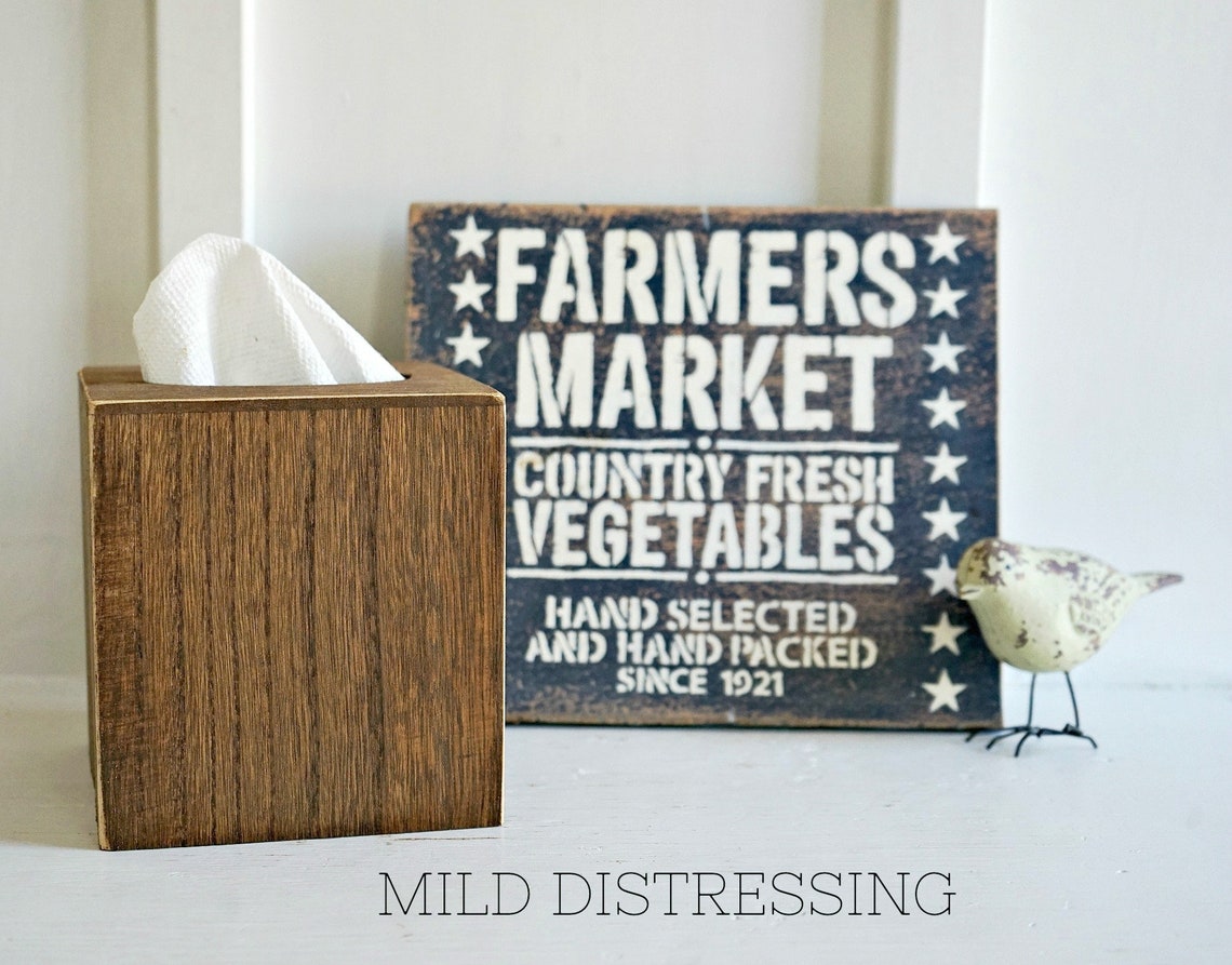 Rustic Wood Tissue Box Cover. Mild Distressing. Natural Wood. Farmhouse ...