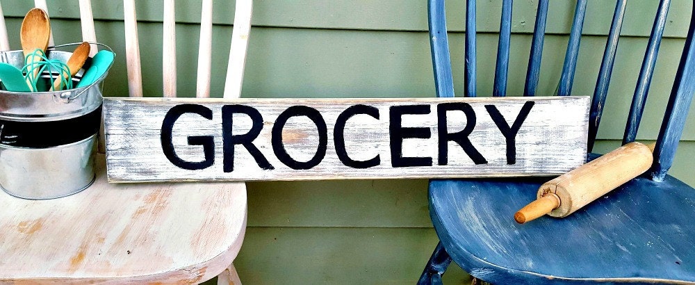 Antique Rustic Grocery Wood Sign Farmhouse Decor Shabby Chic - Etsy