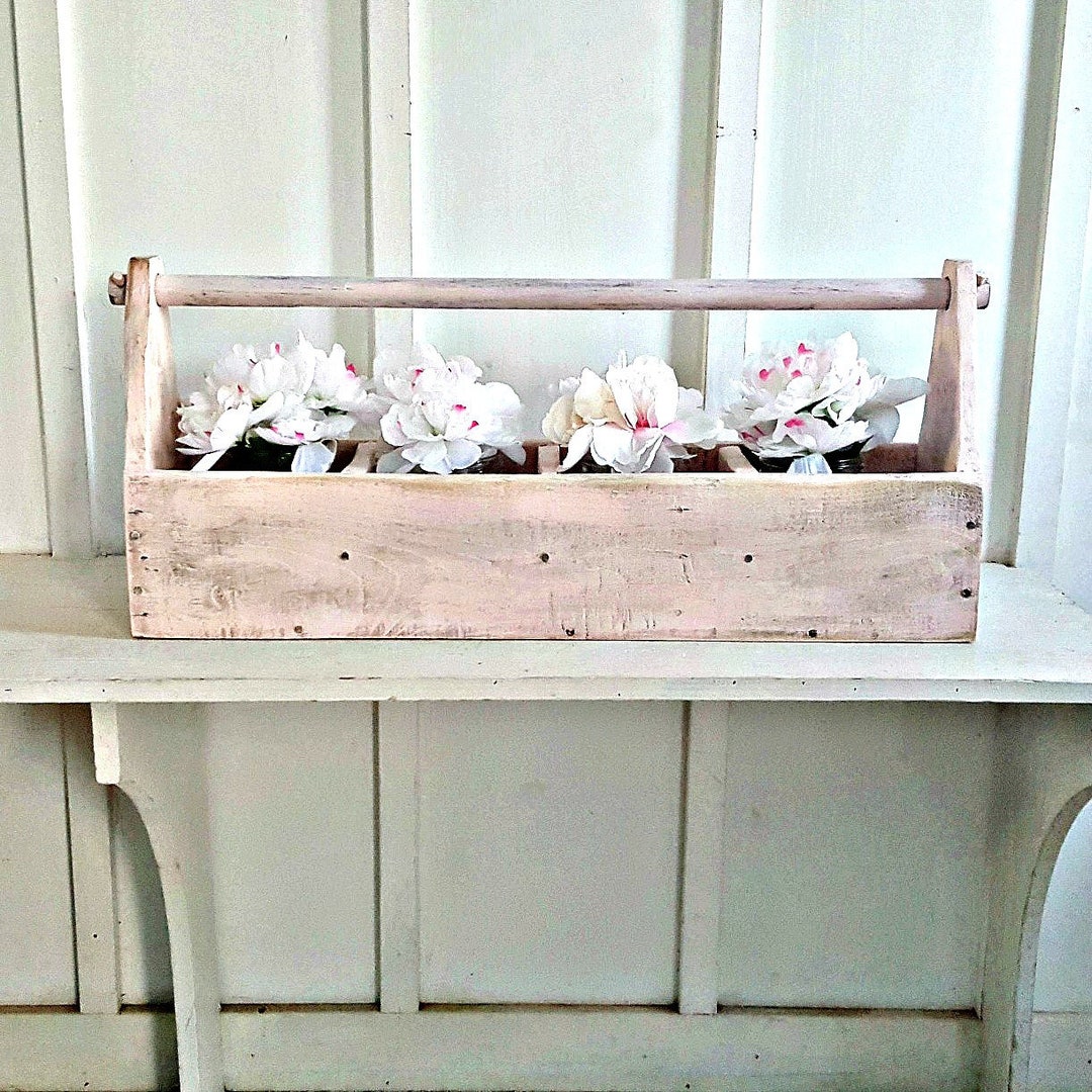 Charming Rustic Tool Box. Large. PINK. Vintage Toolbox. Farmhouse Caddy ...