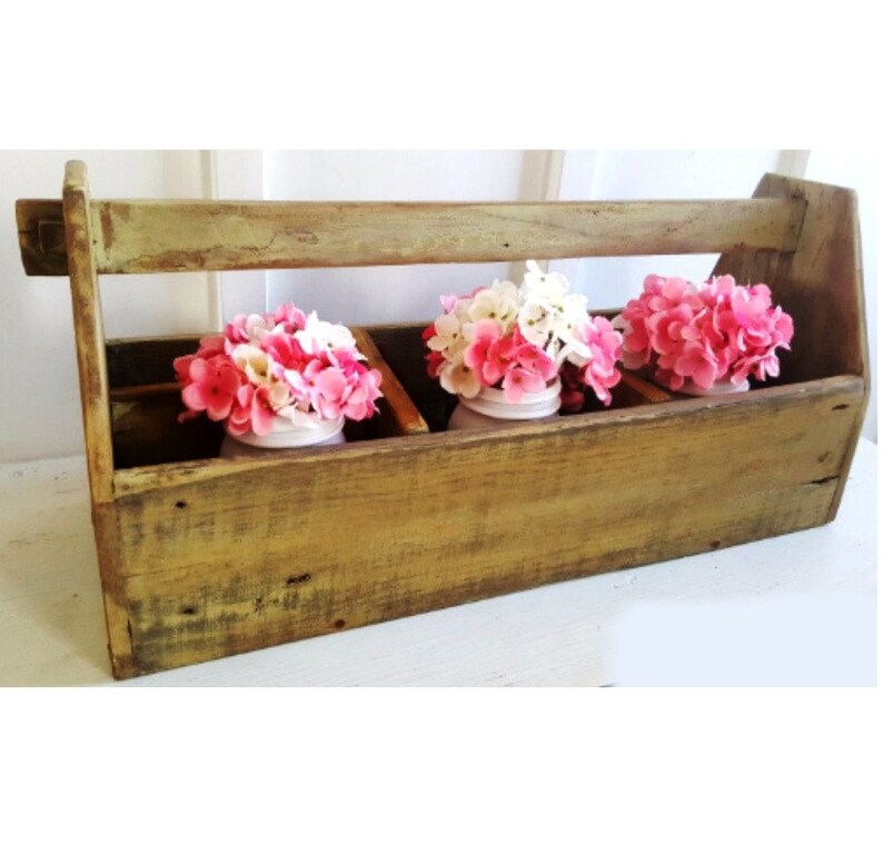 Rustic Wood Caddy. Natural Wood. GREEN. Farmhouse Wood - Etsy