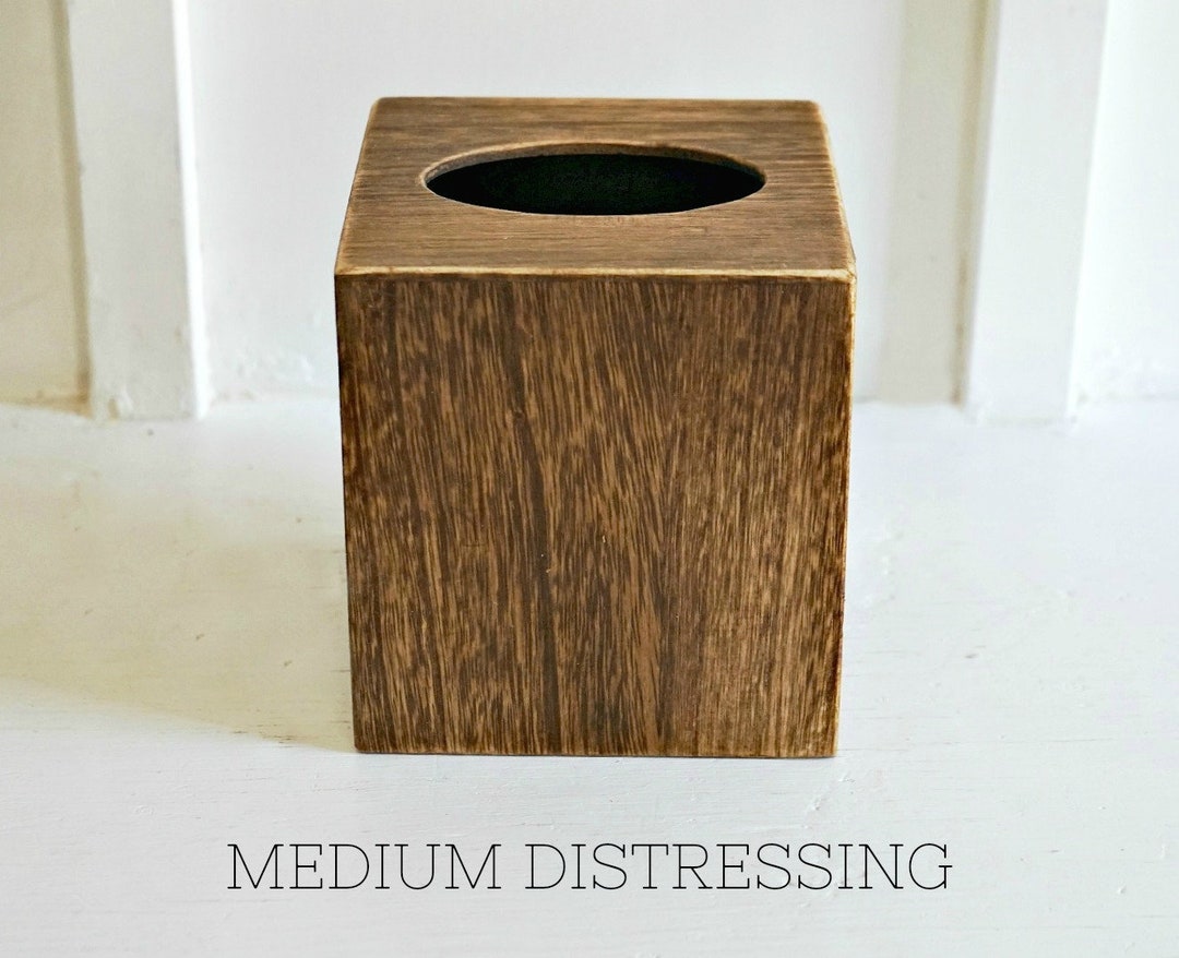 Wood Tissue Box Cover. Rustic. Farmhouse. Medium Distressing. Natural ...