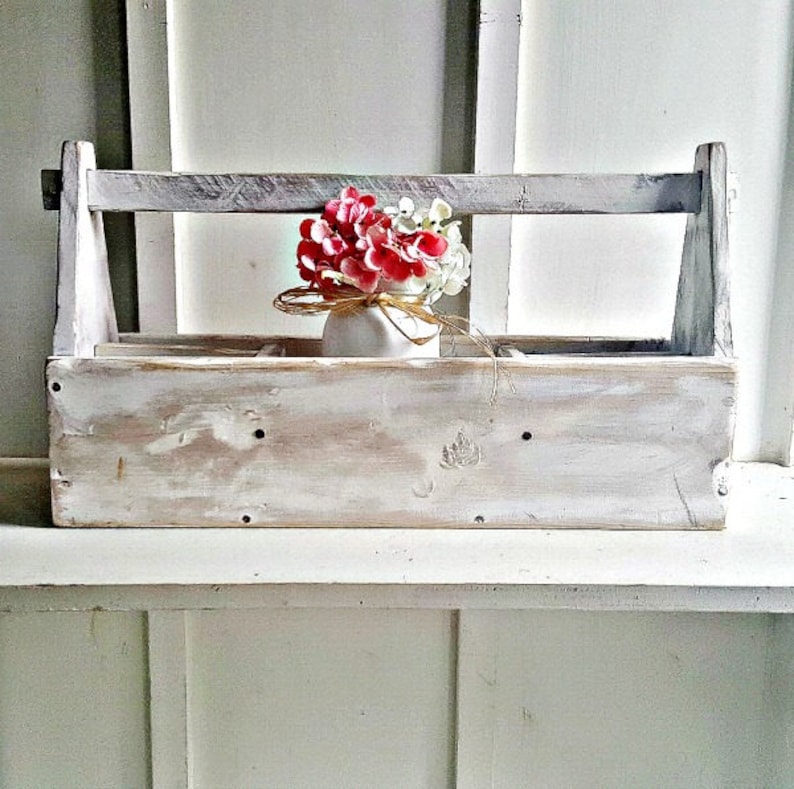 Rustic Wood Caddy. Natural Wood. WHITE. Farmhouse Wood - Etsy