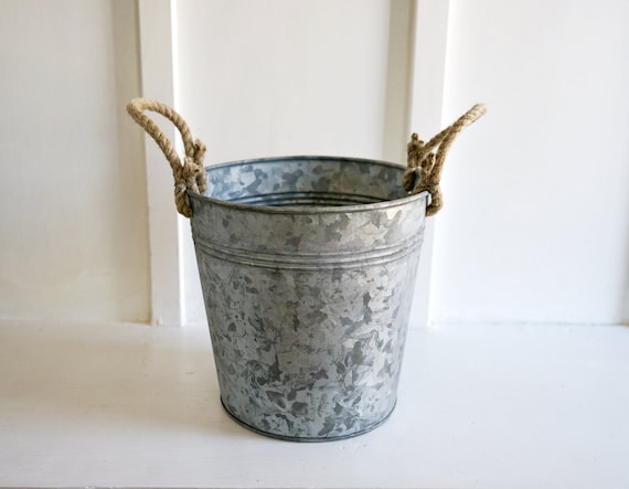 Galvanized Bucket. Metal Wastebasket. Farmhouse. Rustic Trash | Etsy