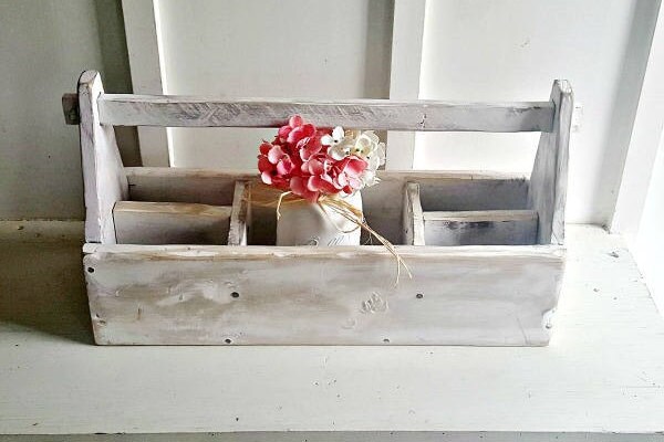 Rustic Wood Caddy. Natural Wood. WHITE. Farmhouse Wood - Etsy