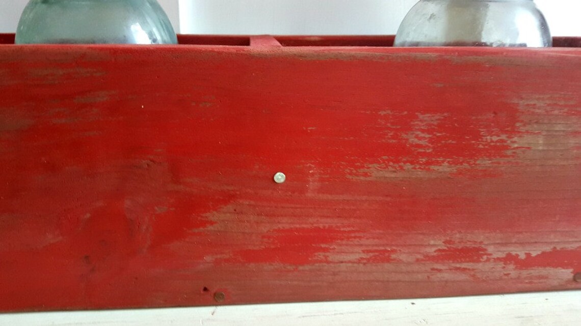 Vintage Rustic Toolbox Vintage. Wood. Red. Farmhouse Toolbox. - Etsy