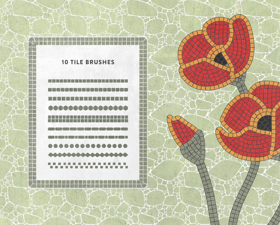 Mosaic Tile Adobe Illustrator Brushes Seamless Patterns | Etsy