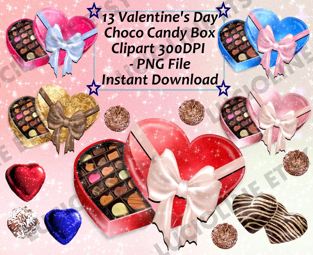 Valentine's Day Clipart Heart Chocolate Box Heart Love X13 PNG 300dpi ...