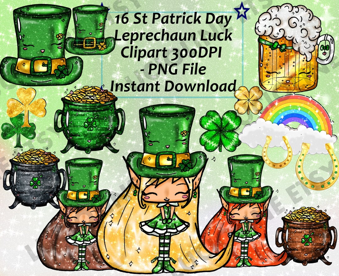 St Patrick Clipart] Leprechaun Cauldron Irish X16 PNG 300dpi Irish ...