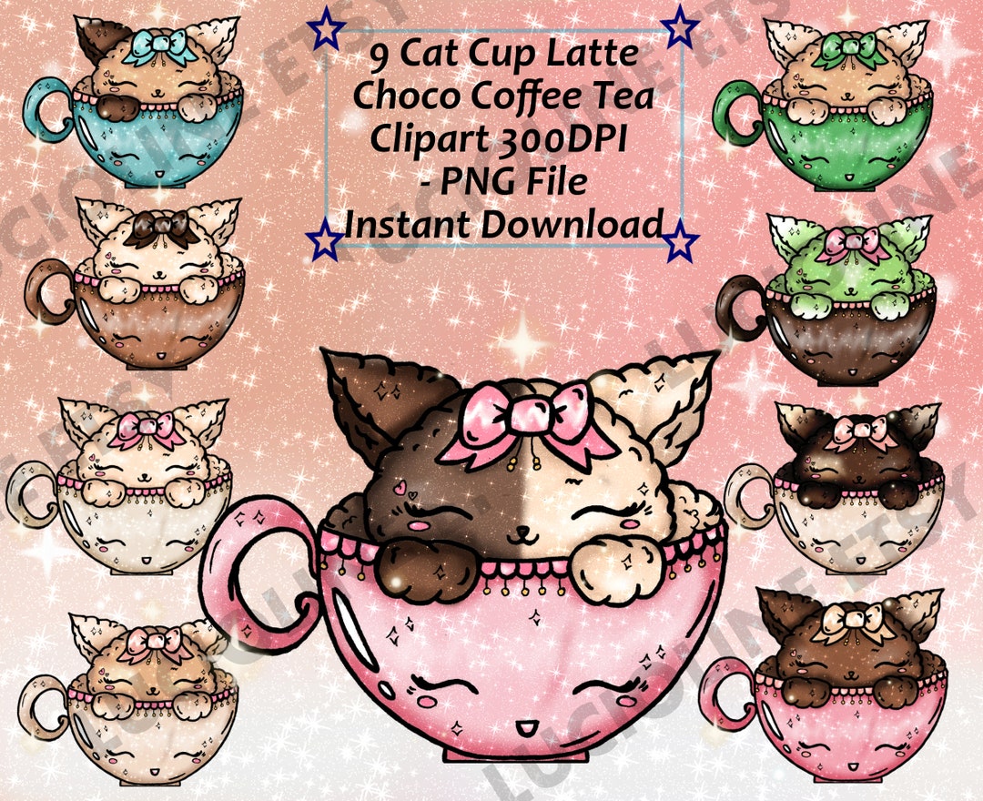 Cat Cup Chocolate X9 PNG 300dpi Mug Hot Drink Coffee - Etsy Israel