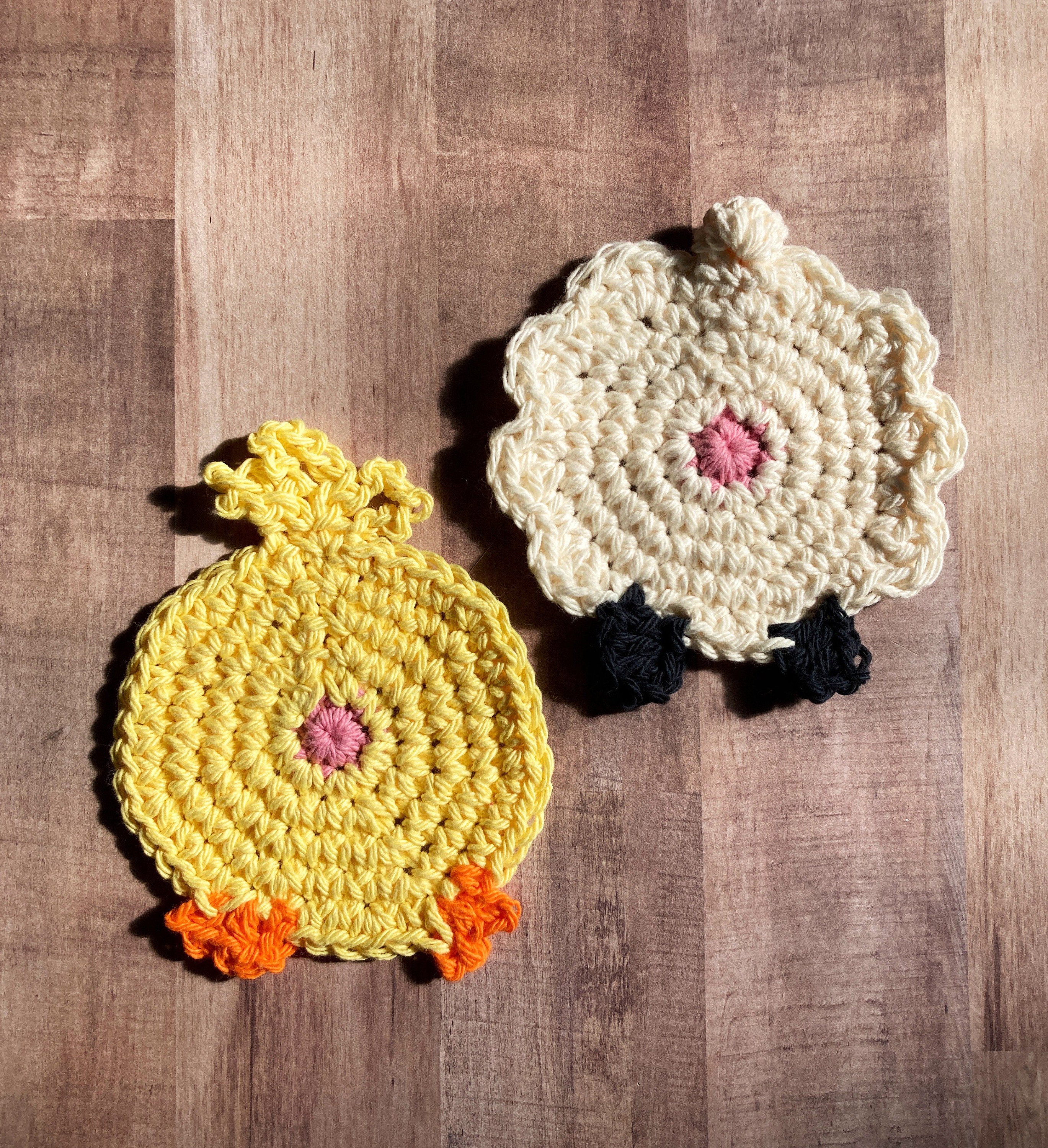 Crocheted Coasters - Barnyard Butts - Pig Duck Horse Sheep - Funny ...