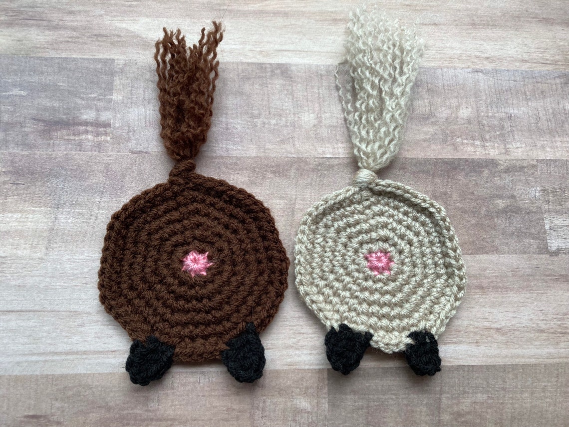 Crocheted Coasters - Barnyard Butts - Pig Duck Horse Sheep - Funny ...