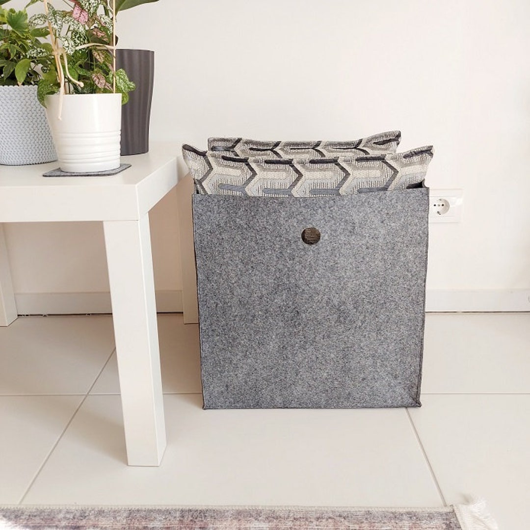 Handcrafted Felt Storage Basket, Minimalist Gray Home Organization - Etsy