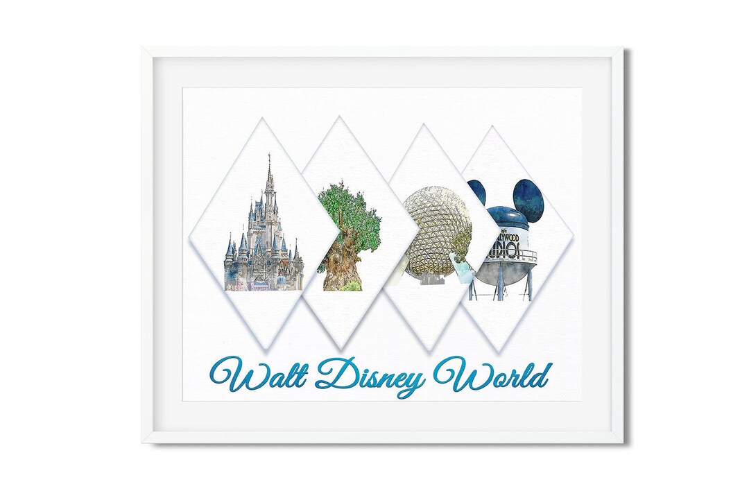 24x18 or 36x24 Walt Disney World: Watercolor Park Symbols Print in ...