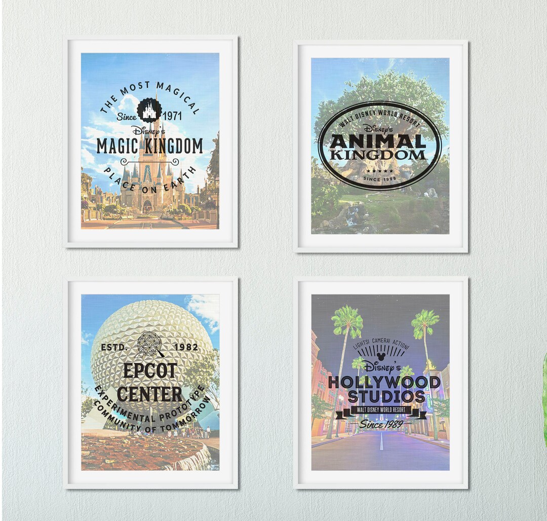 Walt Disney World Set of 4 Prints of 1 of Each of the Main - Etsy