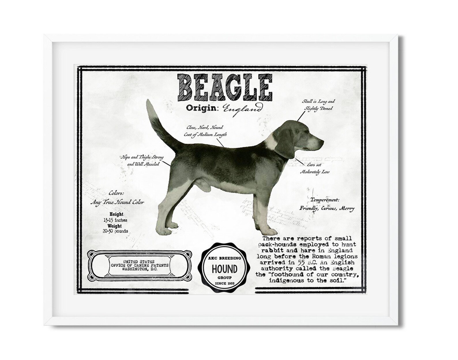 Beagle: Antique Architecture Patent Drawing Style Print / Wall Art ...