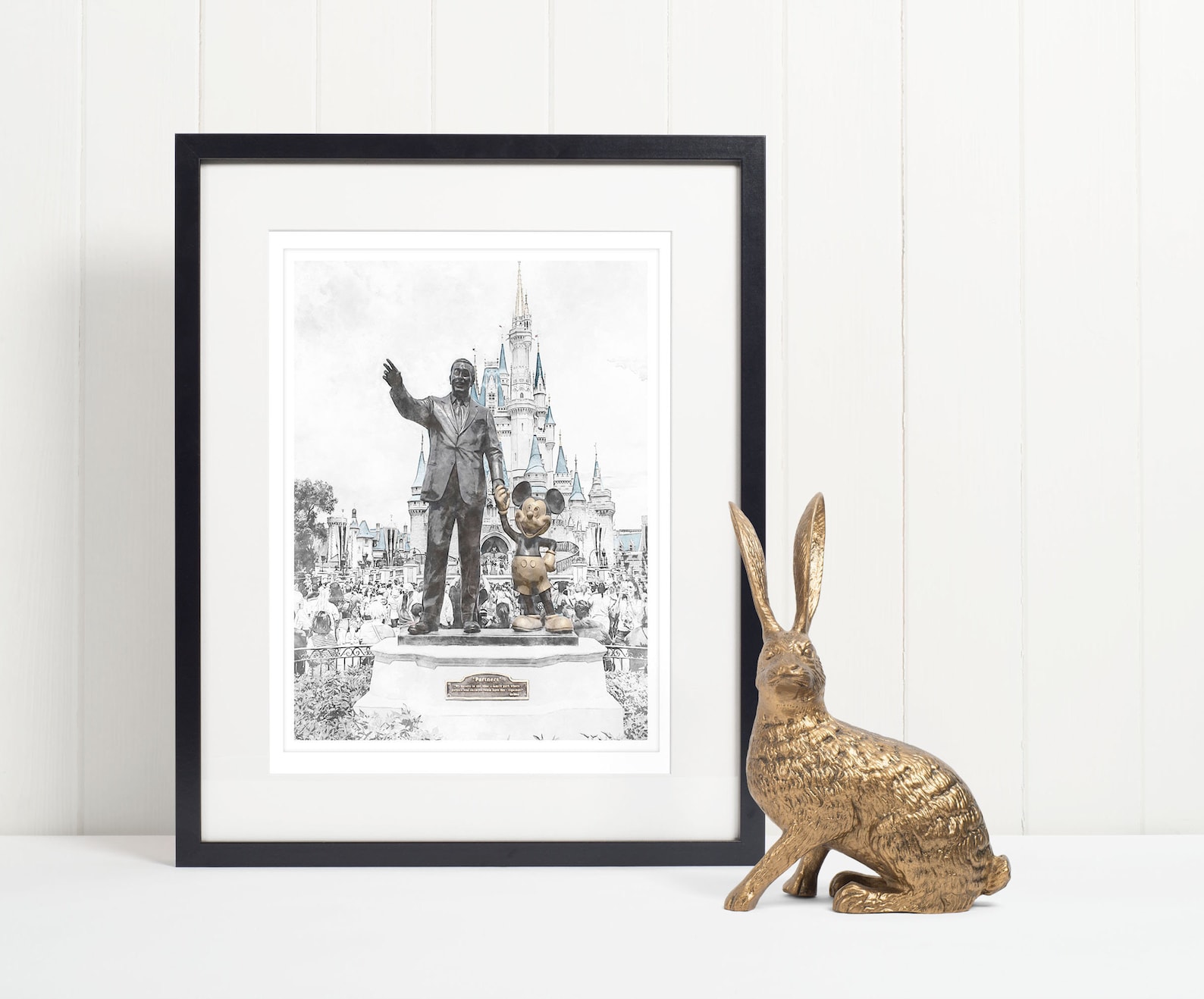 Walt Disney Partner Statue Sketch Art Print Featuring - Etsy