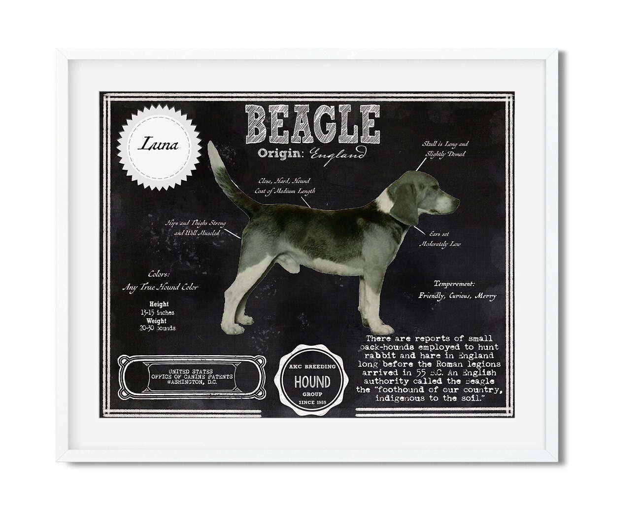 Beagle: Antique Architecture Patent Drawing Style Print / Wall Art ...