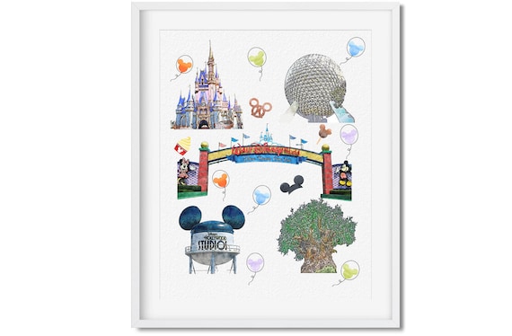 Walt Disney World Watercolor Park Symbols Fun Disney Park - Etsy