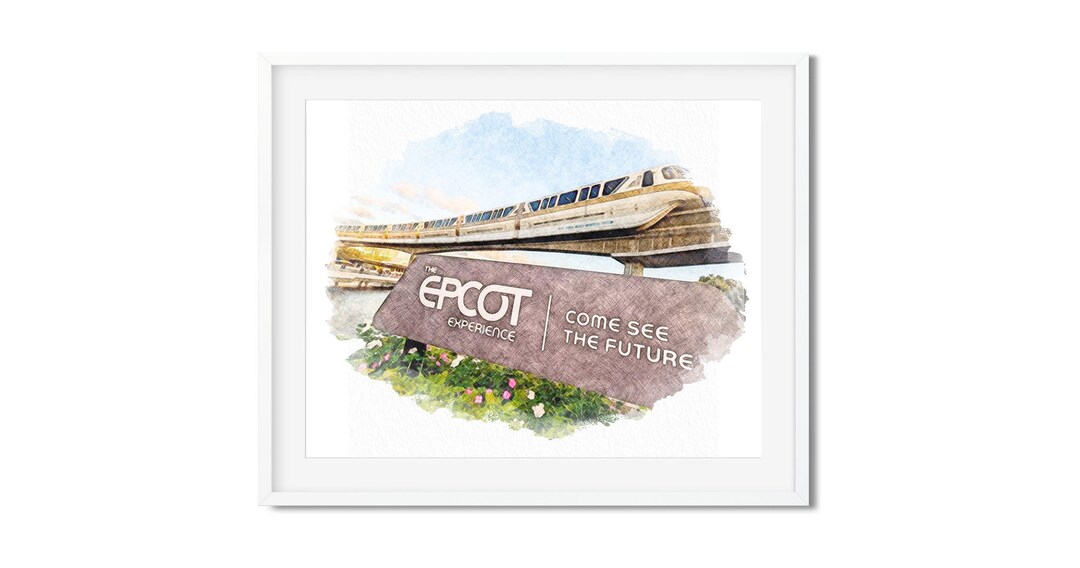 EPCOT at Walt Disney World Monorail Watercolor Effect Print, Disney Art ...