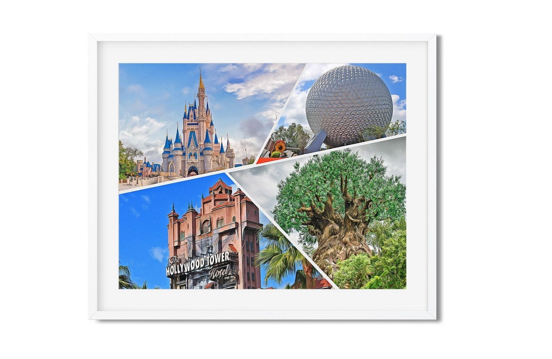 Walt Disney World: Park Symbols With Soft Painted Effect Print- Great ...