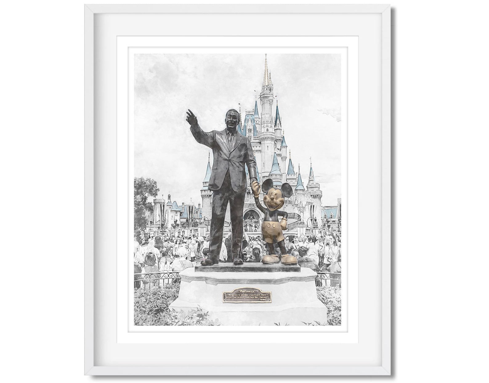 Walt Disney Partner Statue Sketch Art Print Featuring - Etsy