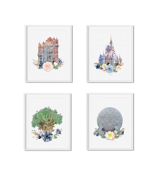 Walt Disney World Set of 4 Prints of 1 of Each of the Main - Etsy