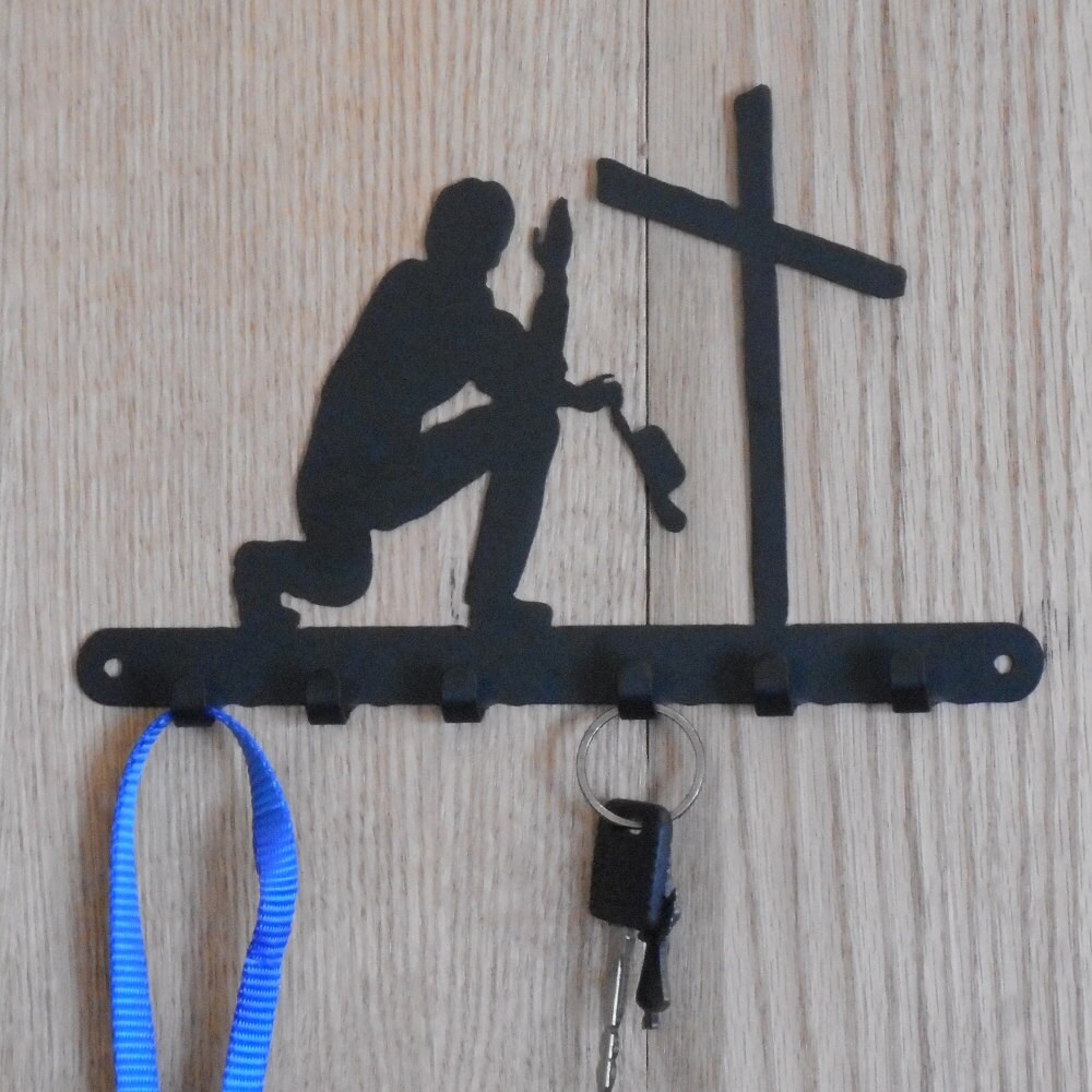 Cowboy Kneeling by the Cross Key Holder 4500008 | Etsy
