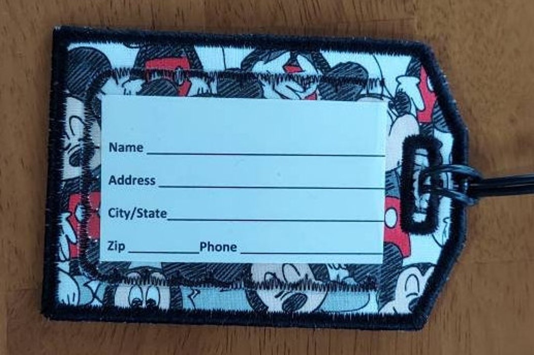 Mickey Luggage Tag, Minnie Luggage Tag, Mouse Luggage Tag, Fabric ...