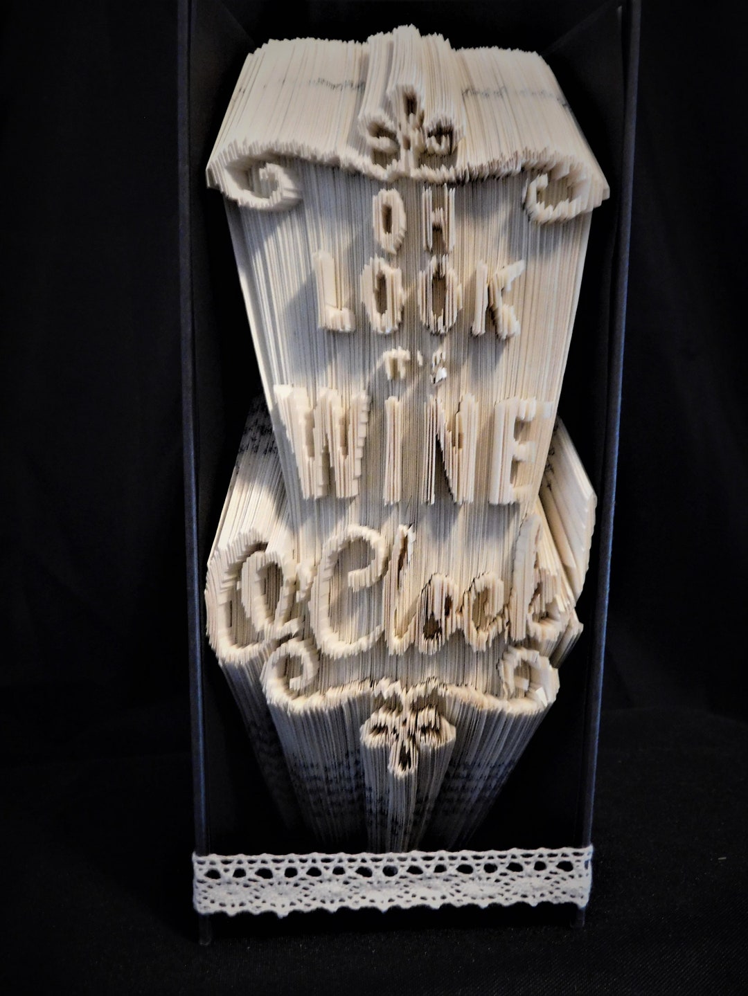 Oh Look Wine O'clock Finished Folded Book Art - Etsy
