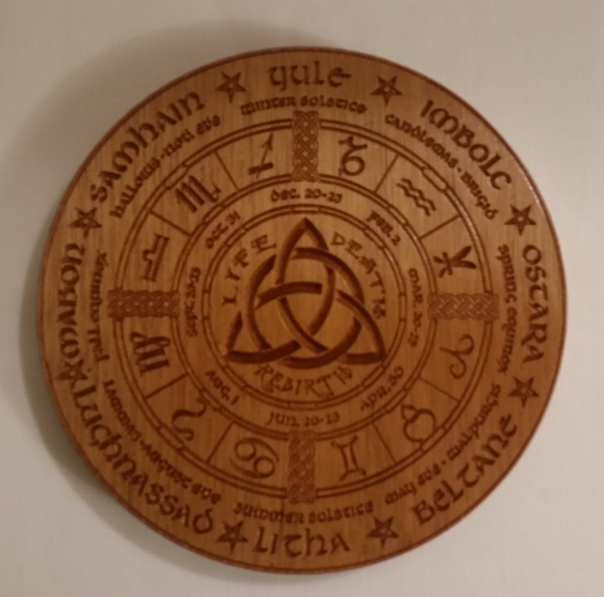 Wiccan / Pagan Wheel of the Year Calendar Mahogany Wood - Etsy