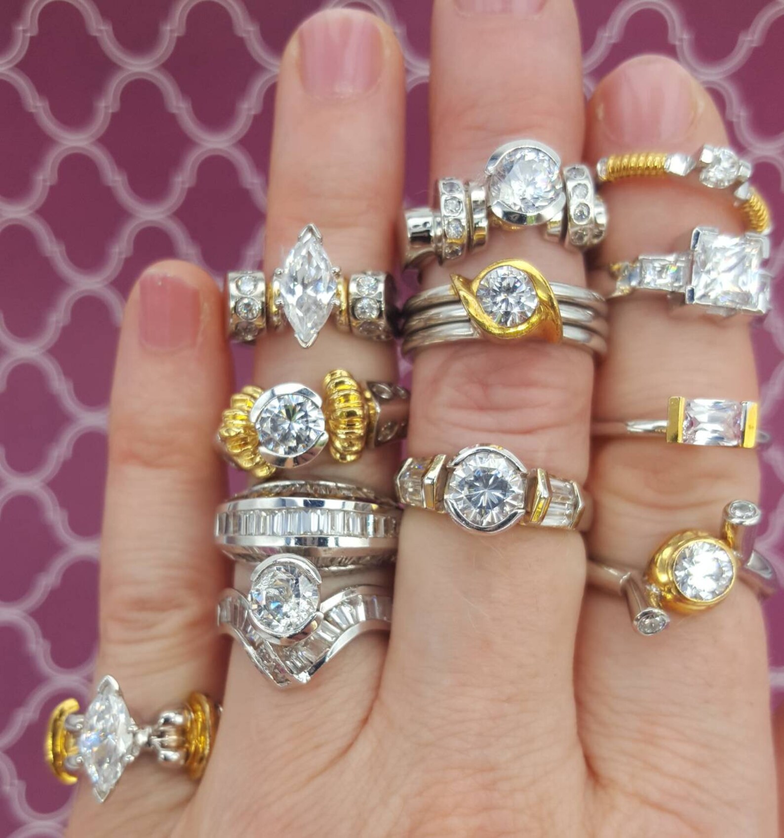 Vintage 90s Sterling Silver Engagement Ring Two Tone | Etsy