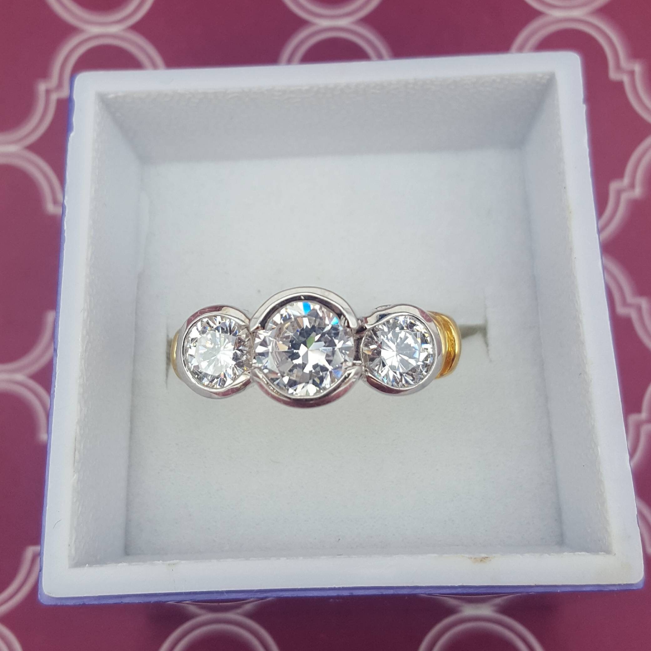 Vintage 90s Sterling Silver Engagement Ring Two Tone | Etsy