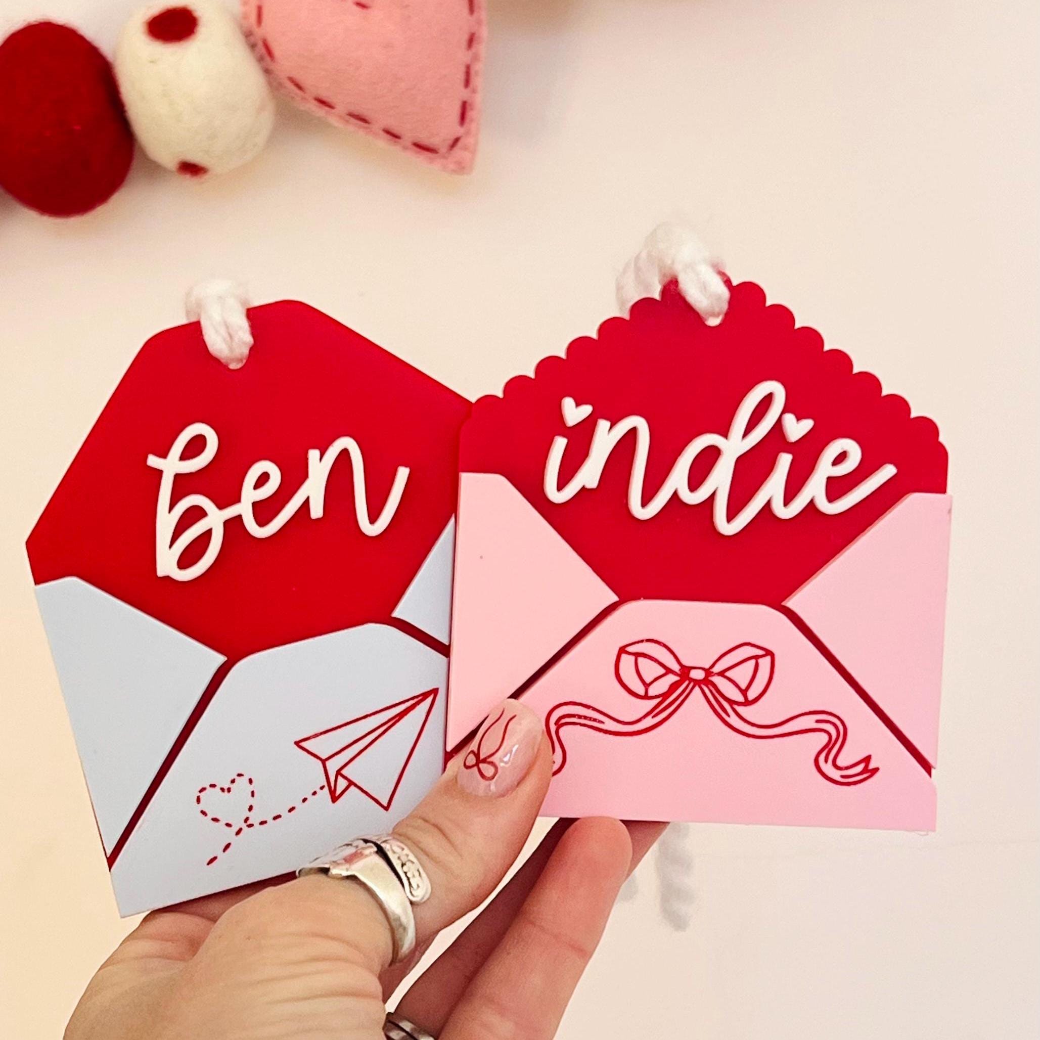 Personalized Valentine Tags for Kids, Envelope Valentine Classroom Tags ...