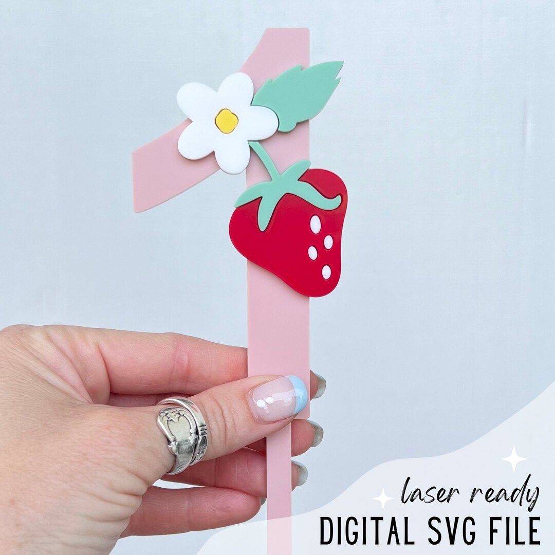 SVG Strawberry Cake Topper | First Birthday Cake Topper | Berry First ...