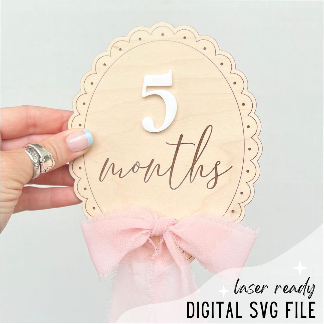 Monthly Milestone SVG | Scalloped Digital File | Milestone Digital File ...