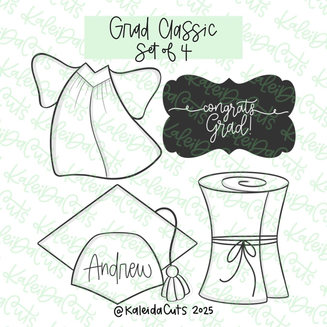 Grad Classic Cookie Cutter Set of 4 - Etsy
