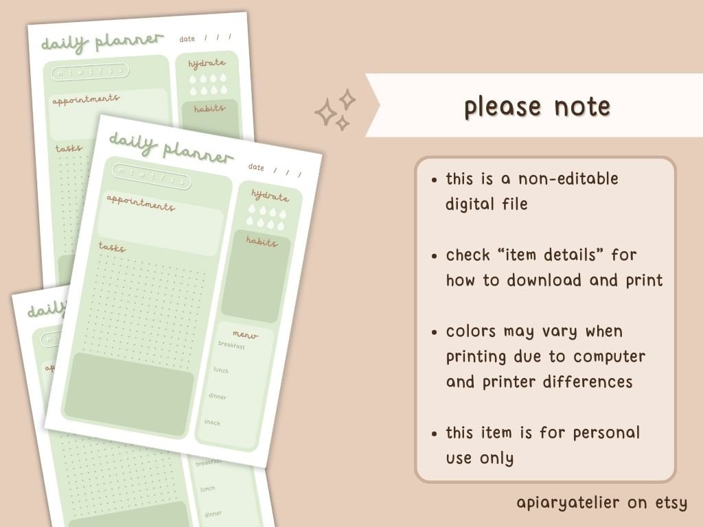 Cute Daily Planner Printable Instant Download, Daily Schedule, to Do ...