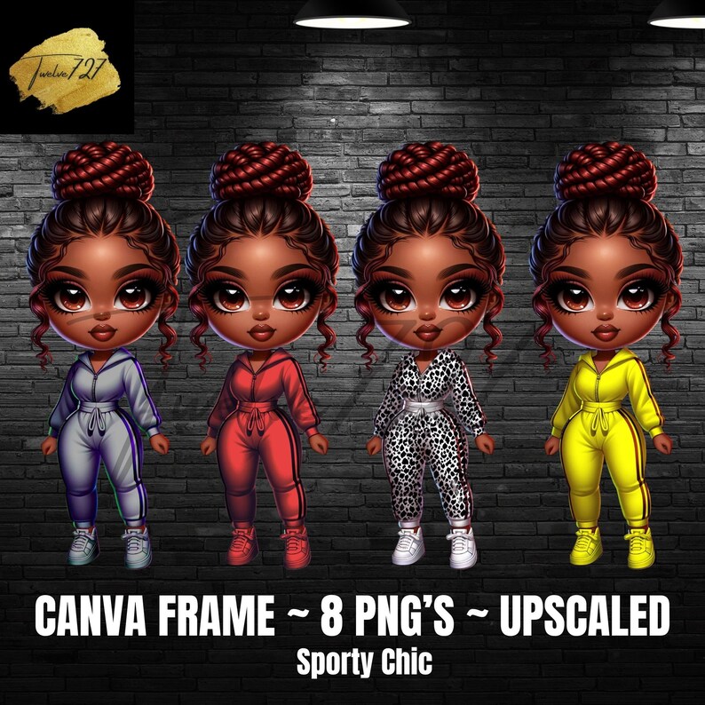 Canva Frames Bundle | 8 PNG Upscaled Images | Sporty African American ...