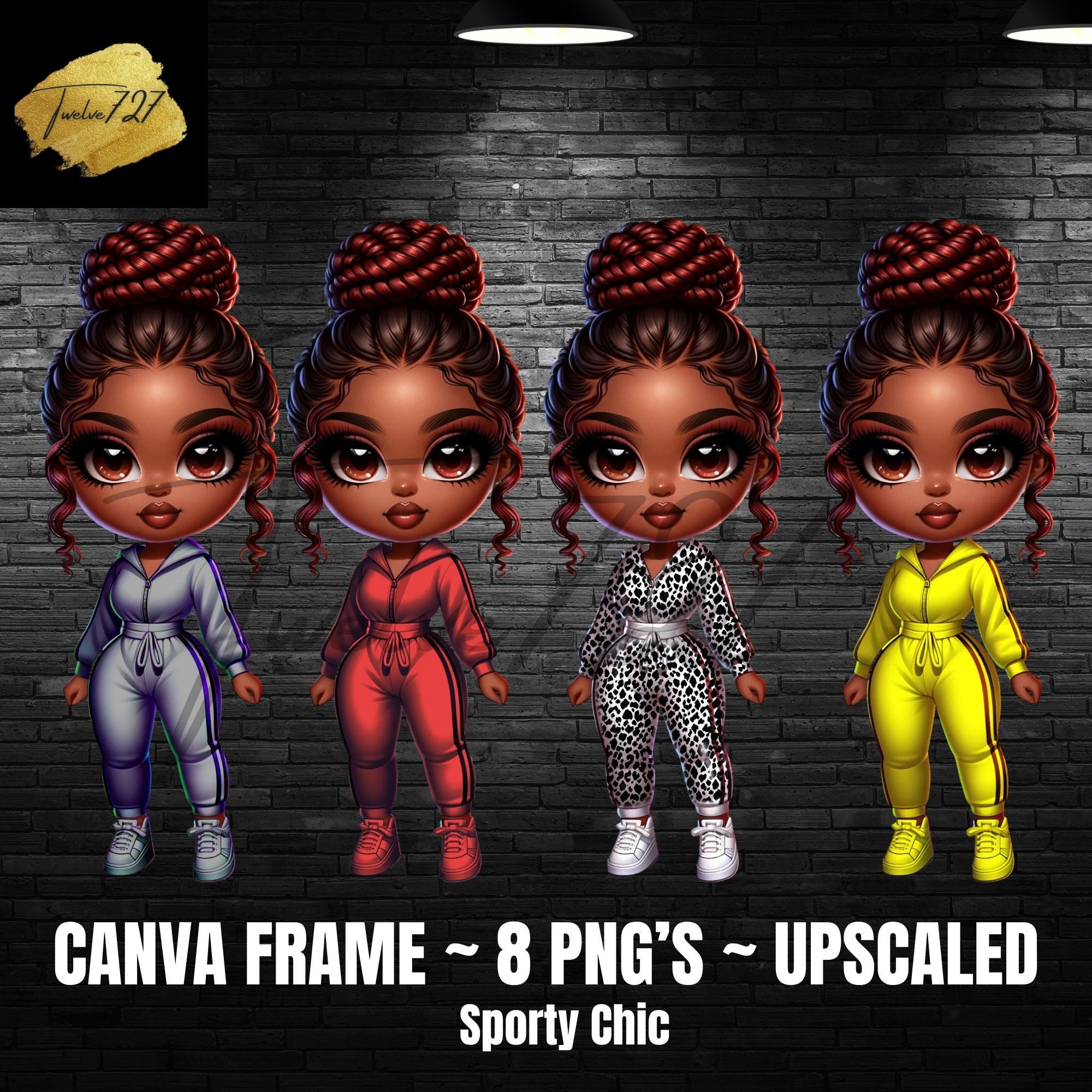 Canva Frames Bundle | 8 PNG Upscaled Images | Sporty African American ...