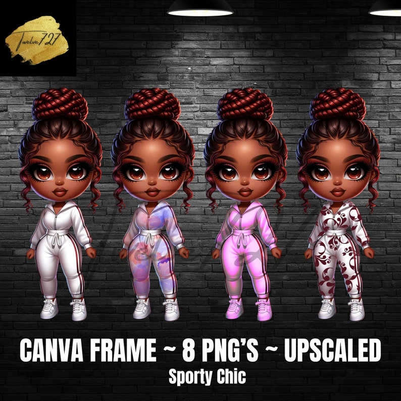Canva Frames Bundle | 8 PNG Upscaled Images | Sporty African American ...