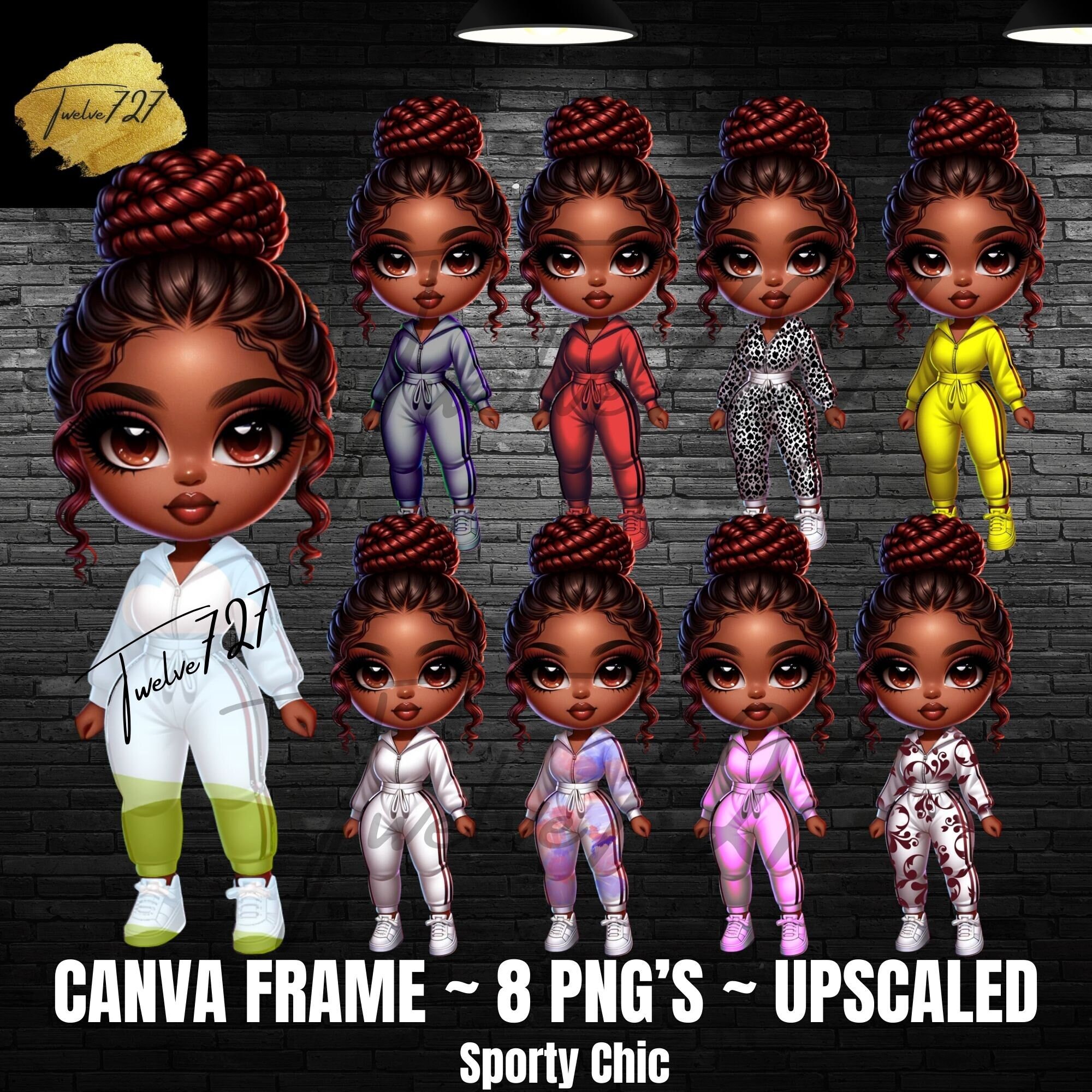 Canva Frames Bundle | 8 PNG Upscaled Images | Sporty African American ...