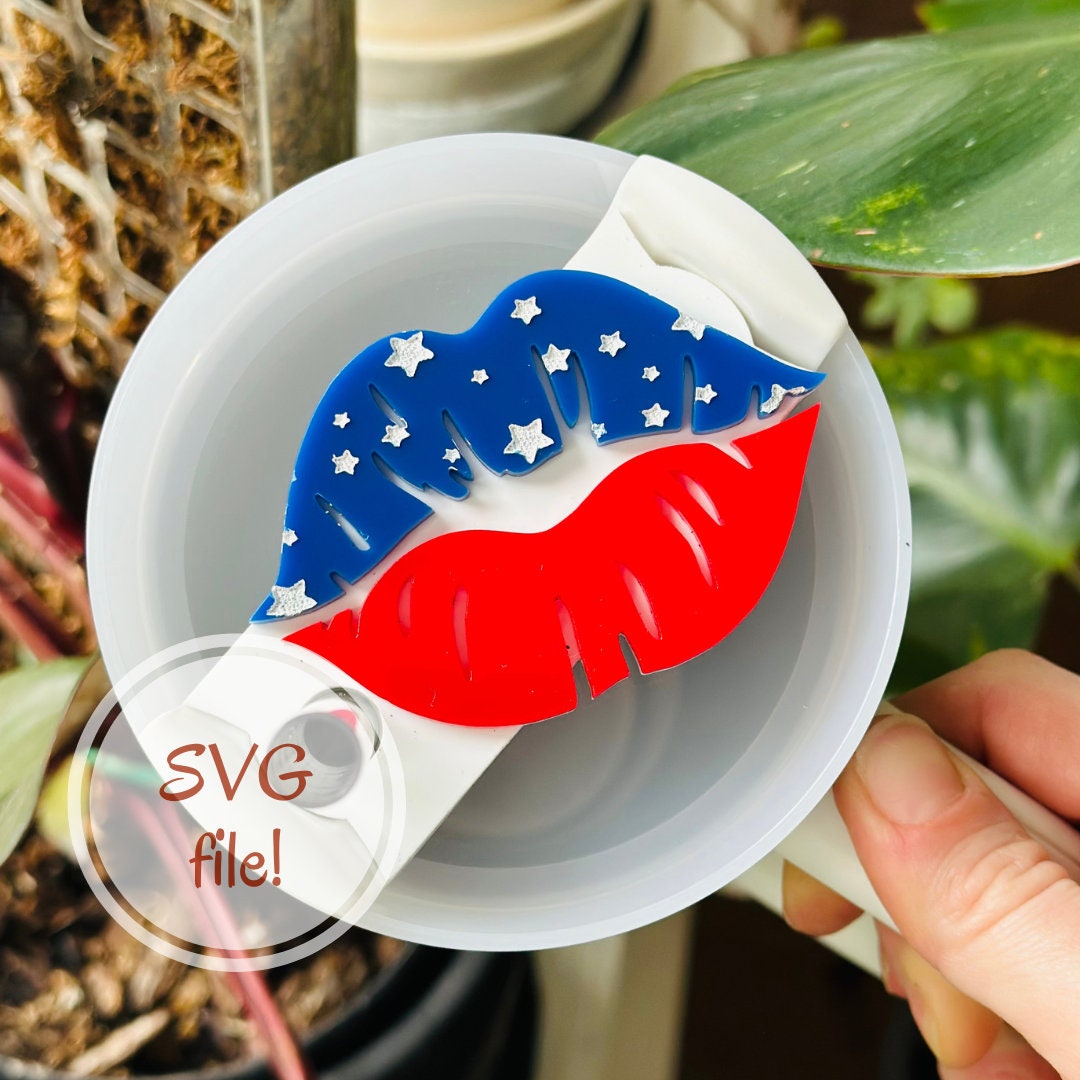 Patriotic Lips Topper SVG - Etsy