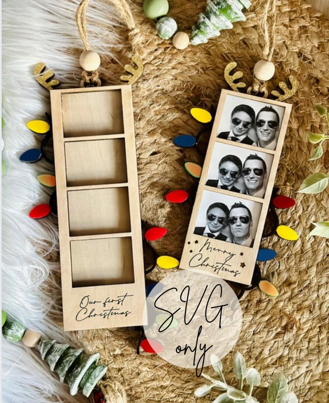 Reindeer Photo Booth Ornament SVG - Etsy